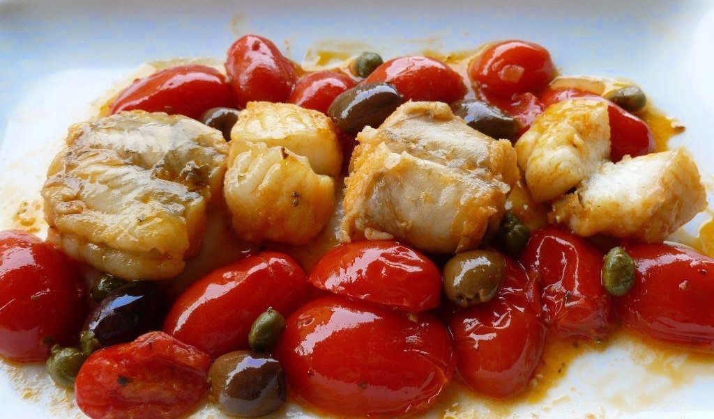 Coda di rospo con pomodorini e olive - Alessia Cake.net